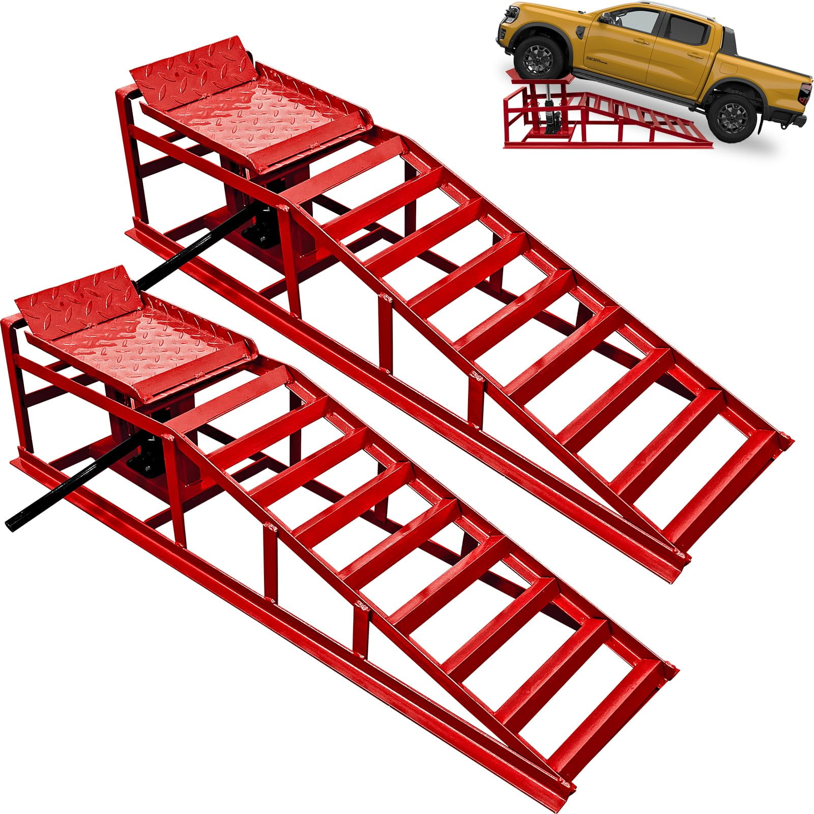 EVGTTI Hydraulic Car Ramps 2 Pcs 11000lbs Car Lift Maintenance Ramp ...