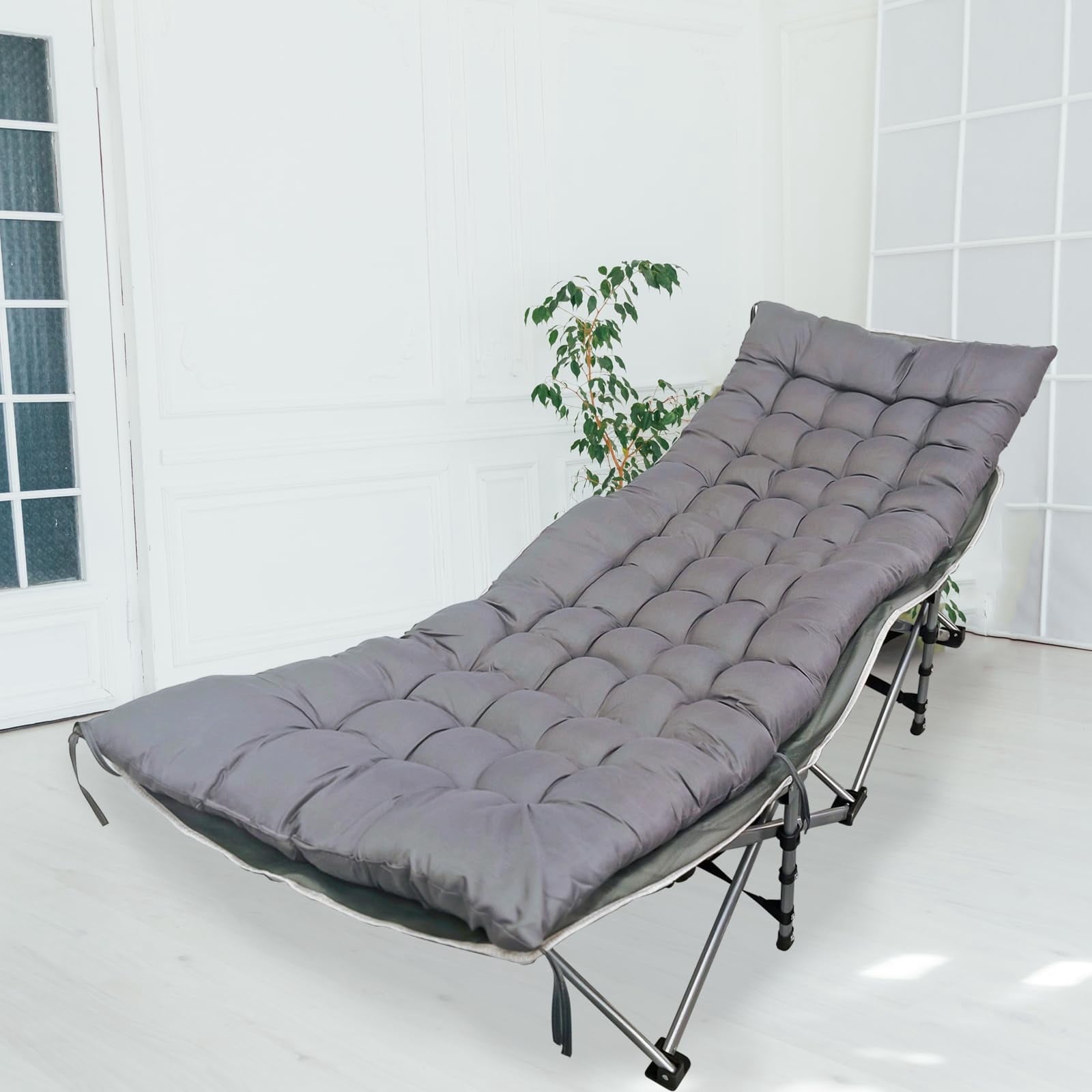 EVGTTI Portable Camping Cot, Extra Wide with Thick Mattress,Folding Bed ...