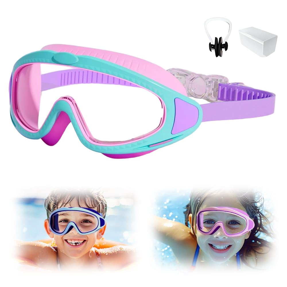 EVHRZN Kids Swim Goggles, 2026 New Wide View Anti-Fog Waterproof ...