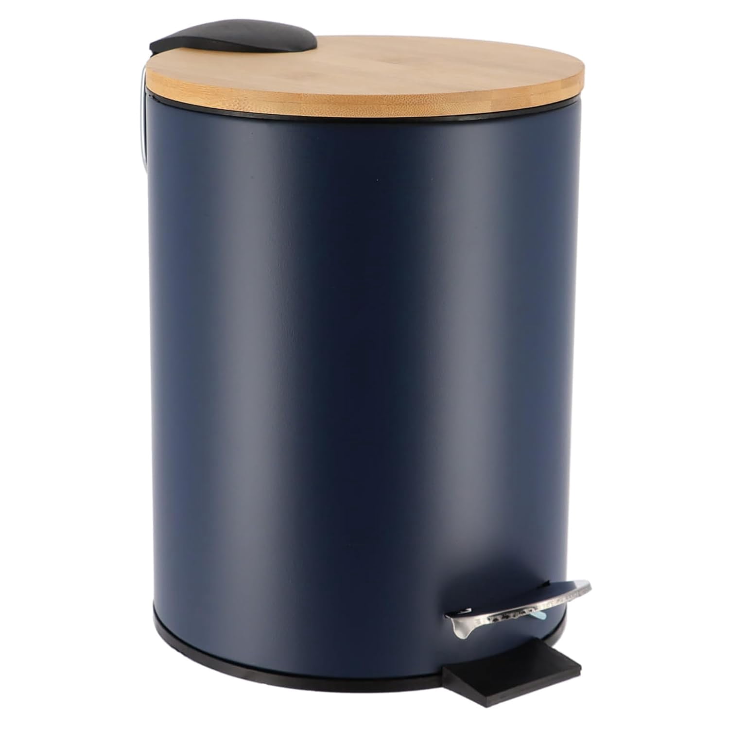 EVIDECO French Home Goods Navy Blue Step Trash Can with Bamboo Lid and ...