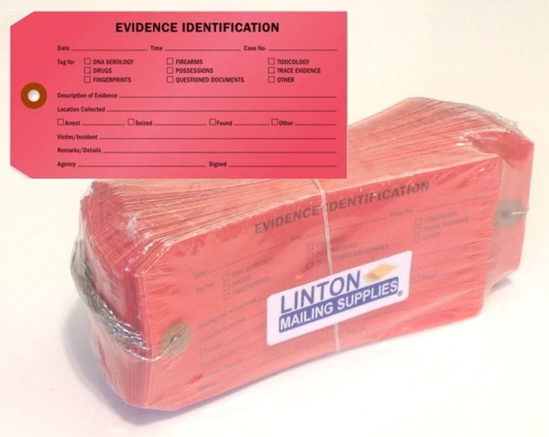 "EVIDENCE IDENTIFICATION" Tag, 6.25" x 3.125" Durable Red Cardstock ...