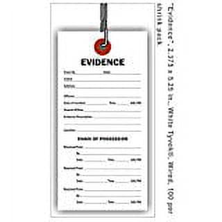 EVIDENCE TAGS, 2.375" x 5.25", White Tyvek, Wired, 100 per shrink pack ...