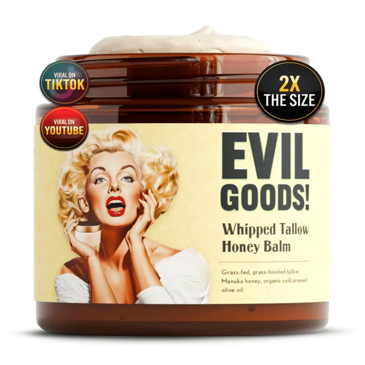 EVIL GOODS Whipped Beef Tallow and Honey Balm 4 oz | Natural Skin ...