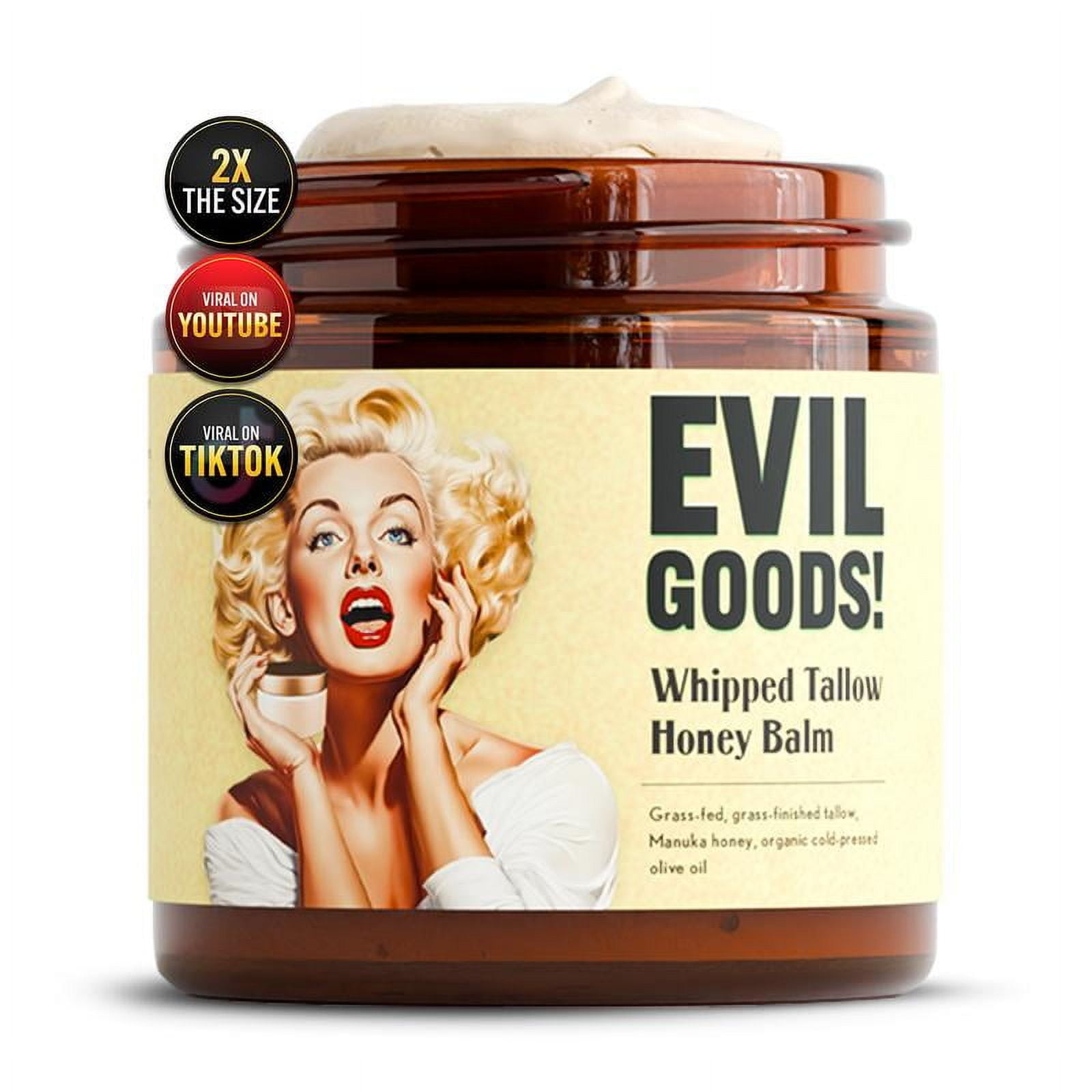 EVIL GOODS-Whipped Beef Tallow and Manuka Honey Balm, Unscented Grass ...