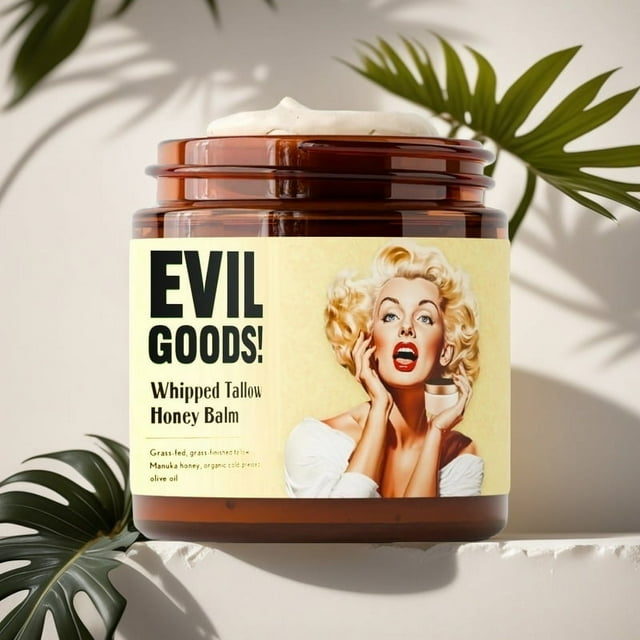 EVIL GOODS-Whipped Beef Tallow and Manuka Honey Balm, Unscented Grass ...