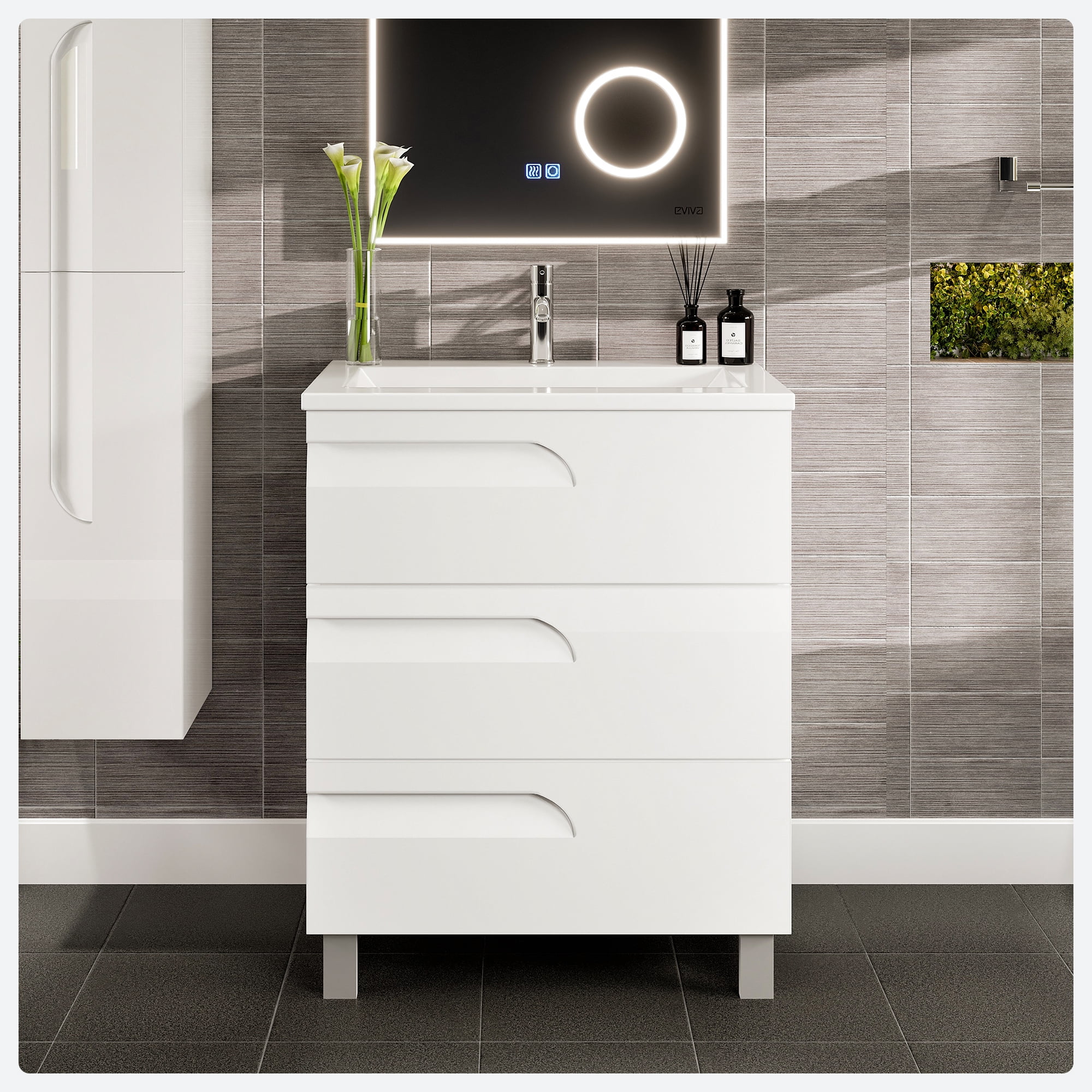 "Eviva Joy 28"" White Freestanding Bathroom Vanity, High Quality, Soft ...