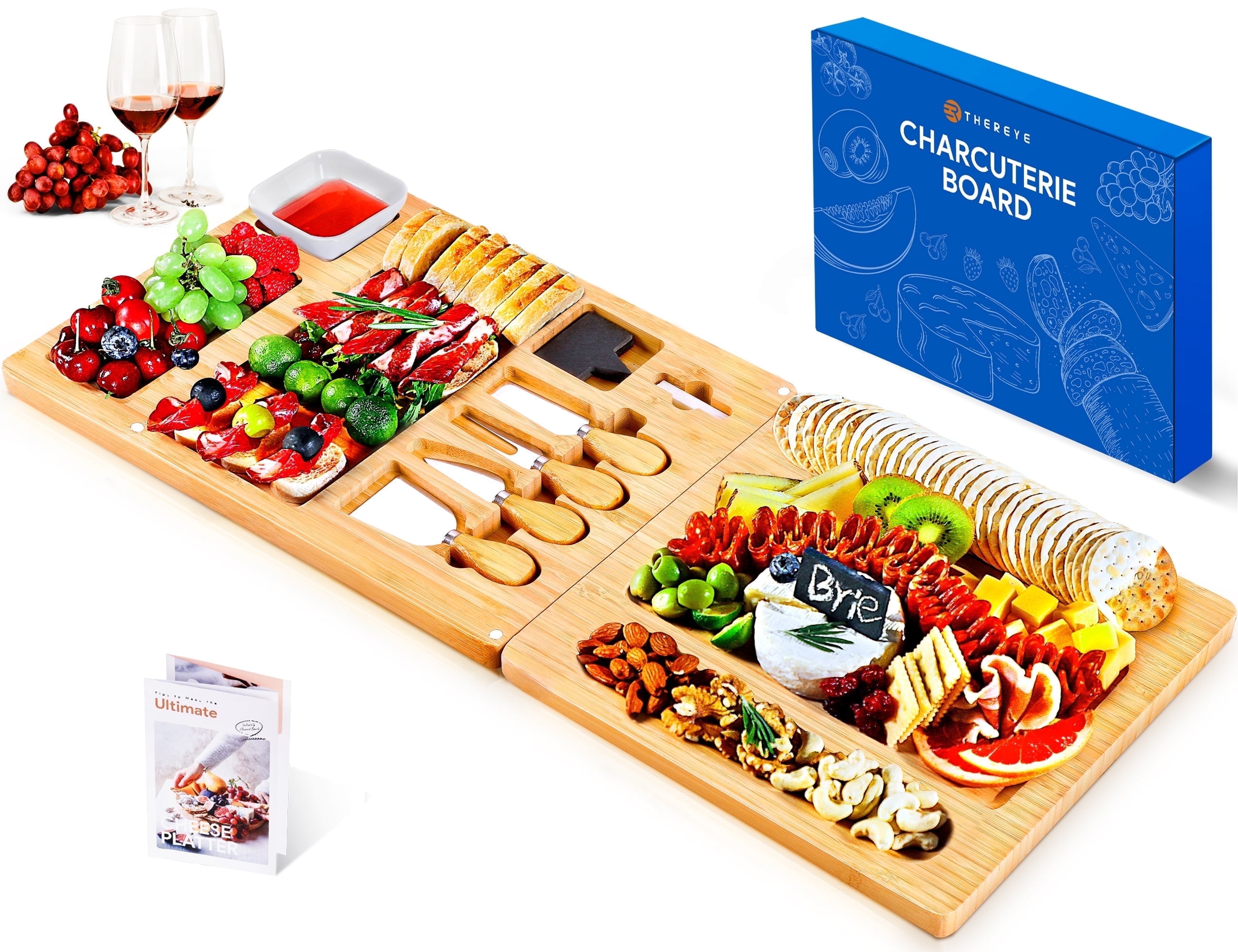 EVMORE 28" Cheese Board Set of 7, Charcuterie Serving Plate with Knife ...