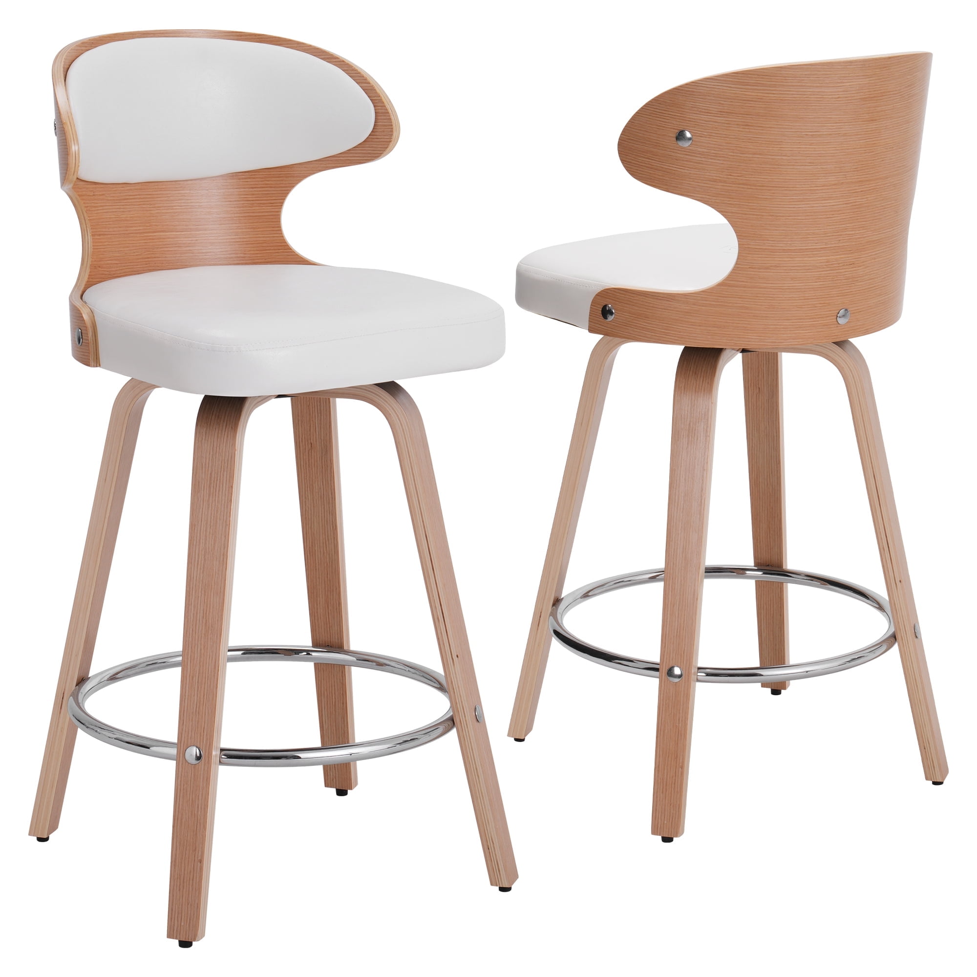 YISUFO Bar Stools Set of 2, Adjustable Swivel Counter Height Bar Chairs ...