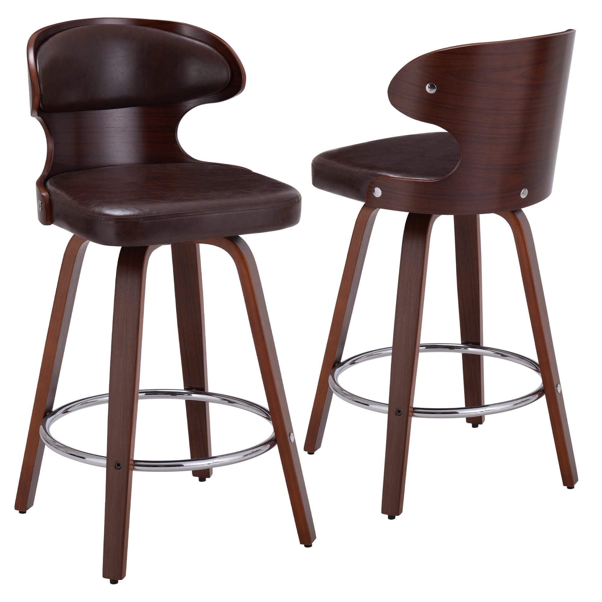 YISUFO Bar Stools Set of 2, Adjustable Swivel Counter Height Bar Chairs ...