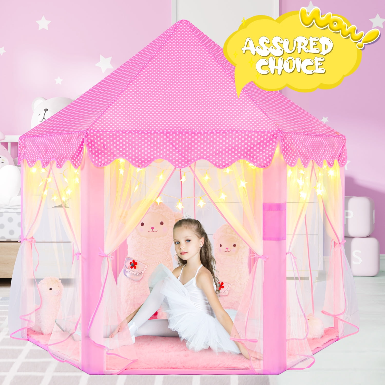 EVOIONOS Princess Tent for Girls Age 4-7, Princess Tent with Star ...