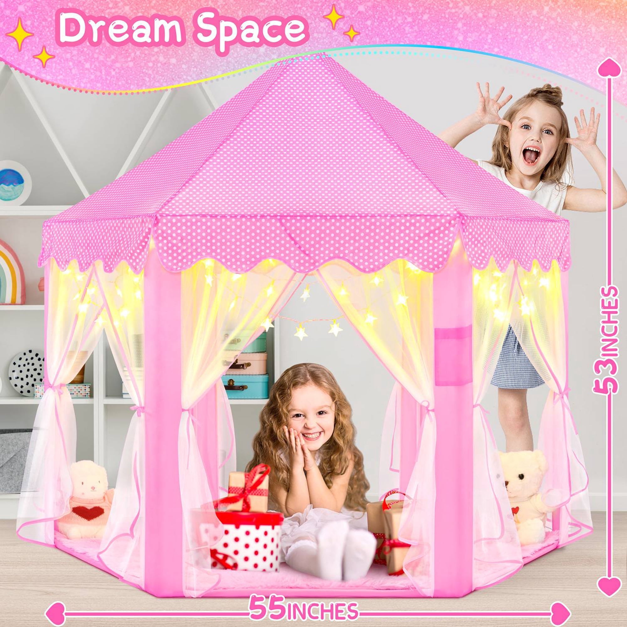 EVOIONOS Princess Tent for Girls, Kids Tent Indoor, Girls Tent with ...
