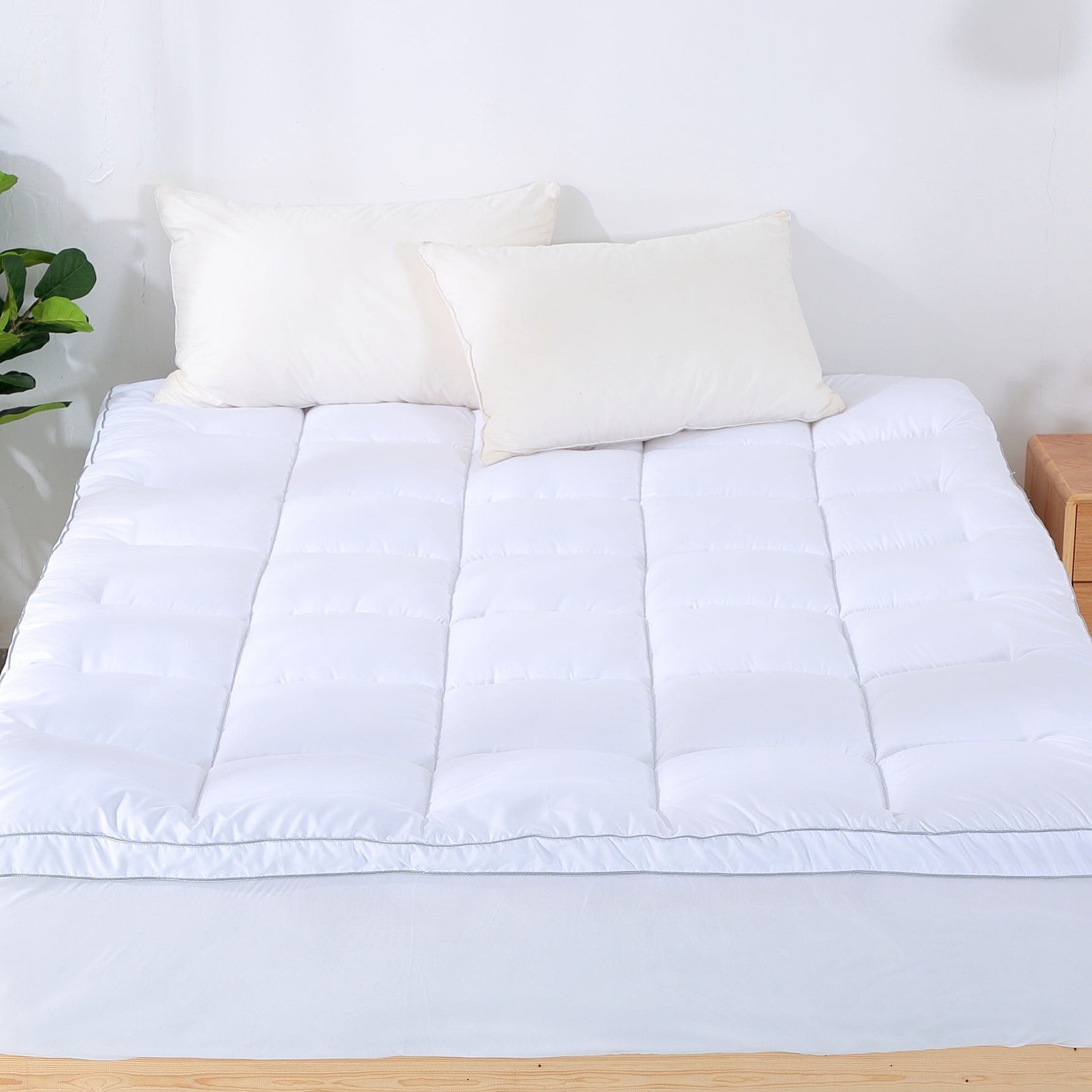EVOLIVE Microfiber Mattress Topper Mattress Pad Pillow Cover Quilted ...