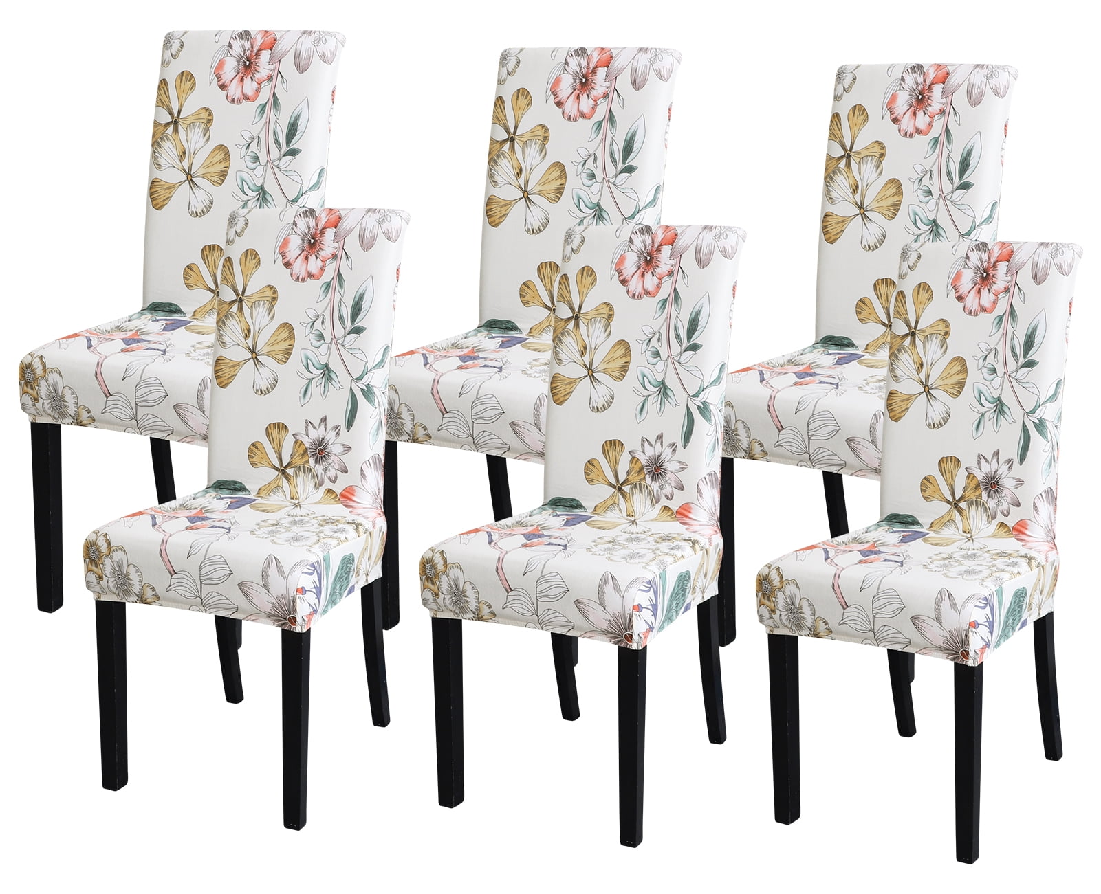 EVOLLER Chair Covers for Dining Room Set of 6,Stretch Kitchen Chair ...