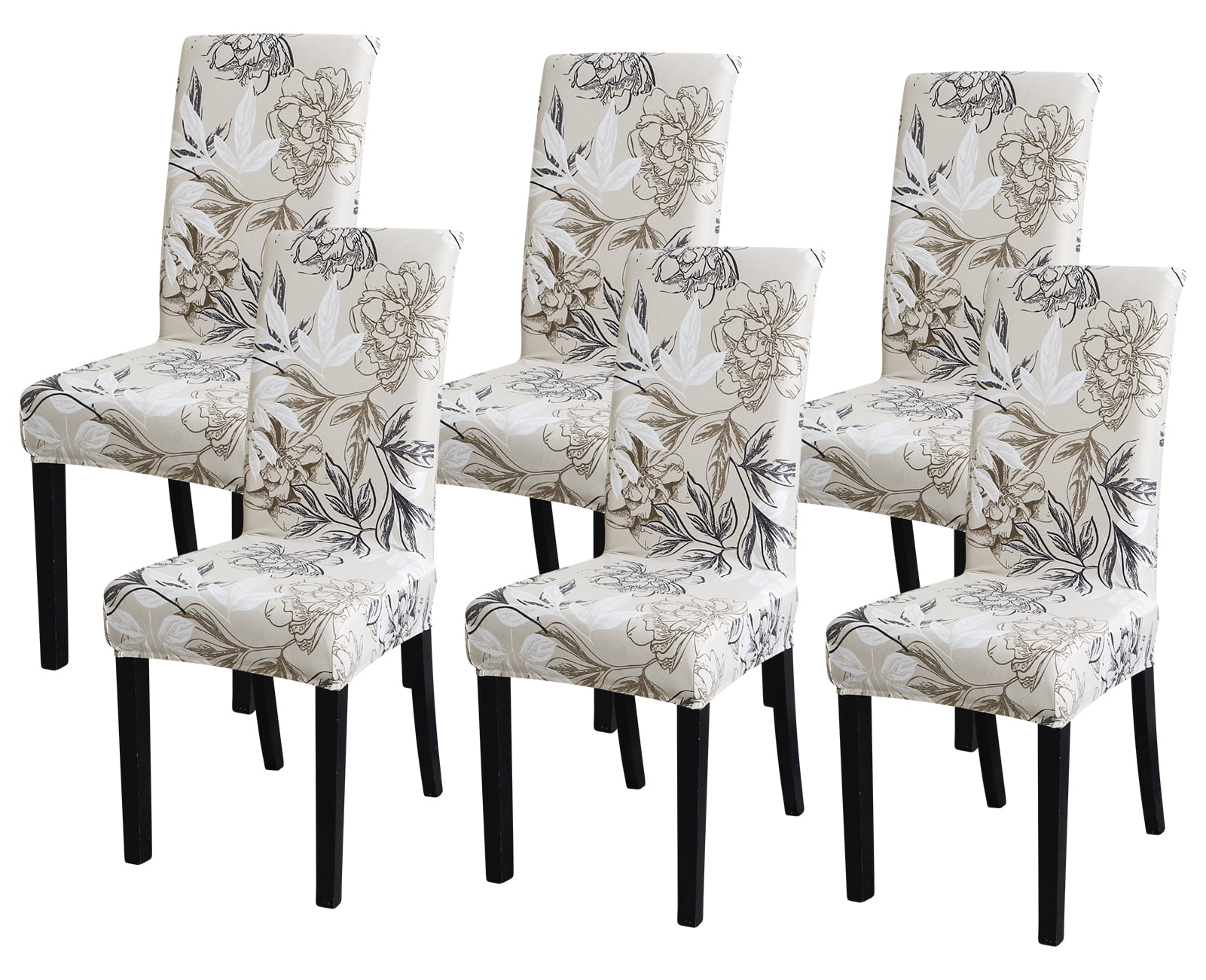 EVOLLER Chair Covers for Dining Room Set of 6,Stretch Kitchen Chair ...