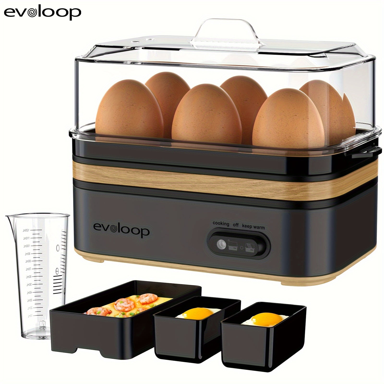 EVOLOOP Rapid Egg Cooker, 6 Egg Capacity Electric Egg Cooker for Hard ...