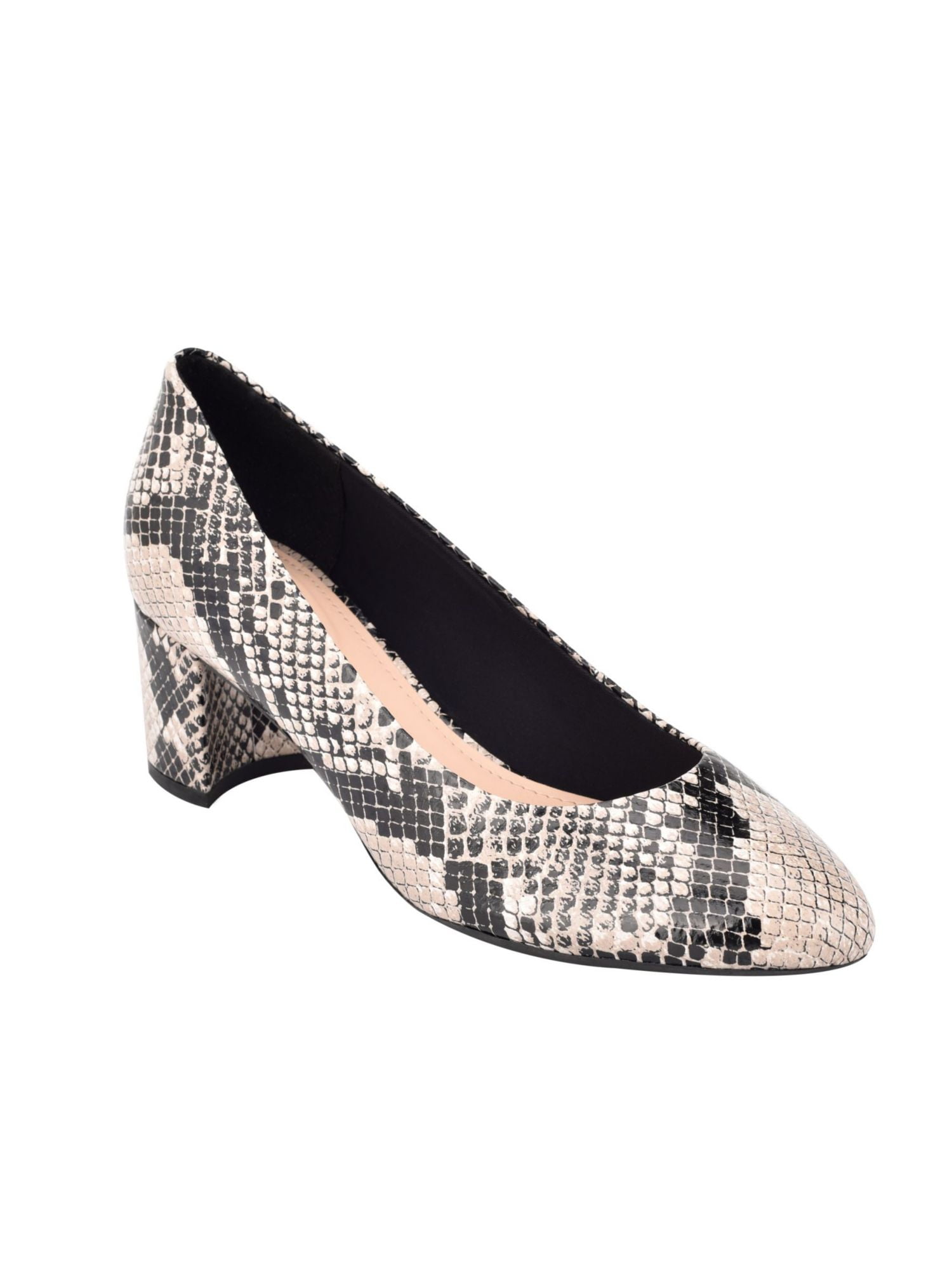 EVOLVE Womens Ivory Snake Cushioned Robin6 Almond Toe Block Heel Slip ...