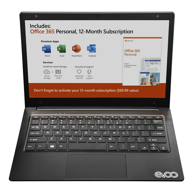 EVOO 11.6" Ultra Thin Laptop, AMD A4-9120 Processor, 32GB Storage, 2GB ...