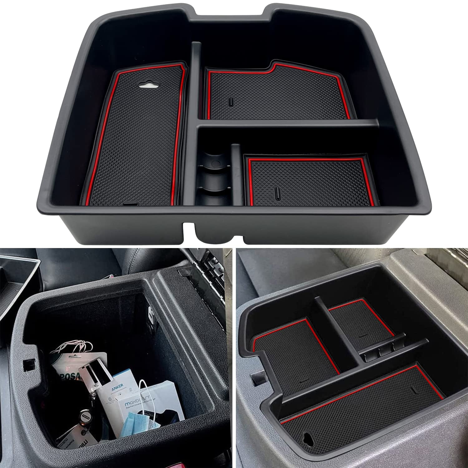 EVTIME fit for Center Console Organizer Tray 2007-2014 GMC Sierra Chevy Silverado Tahoe Yukon ...