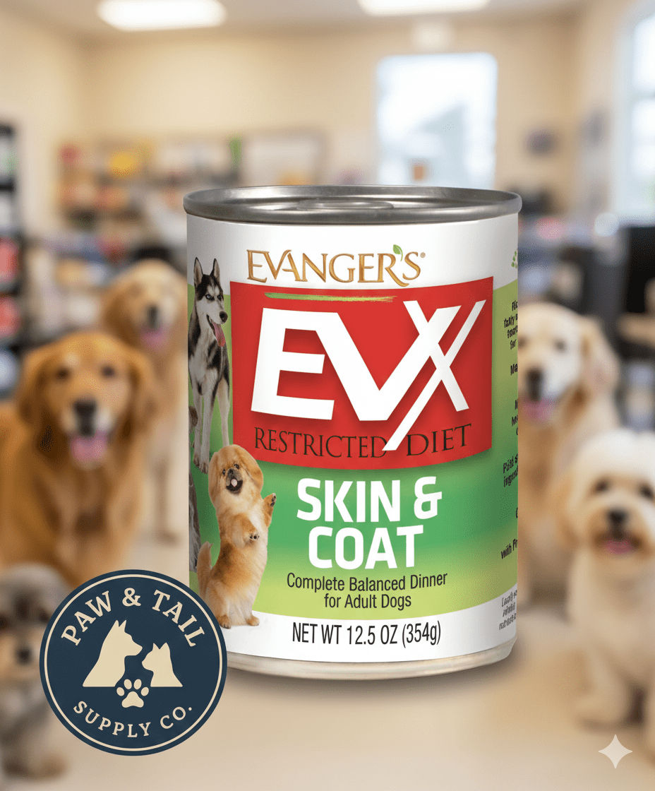 EVX Restricted Diet Skin & Coat Dog Food 12.5 oz Omega Fatty Acids ...