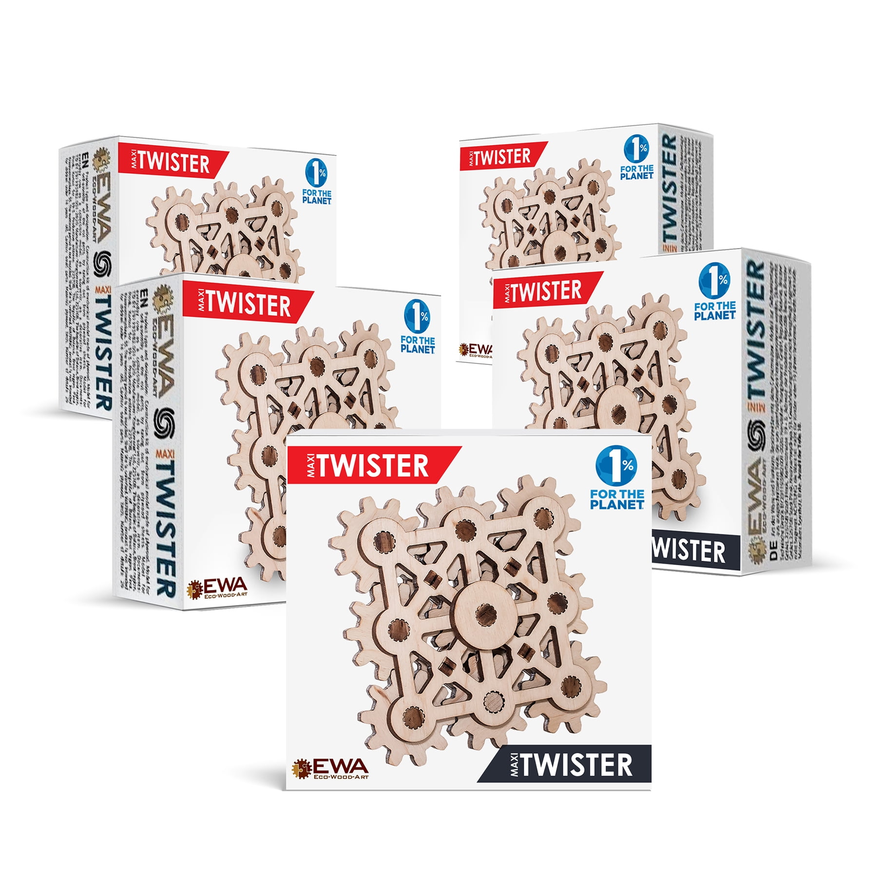 EWA Eco-Wood-Art Twister Maxi Fidget, 3D Wooden STEM Building Kit, Pack ...