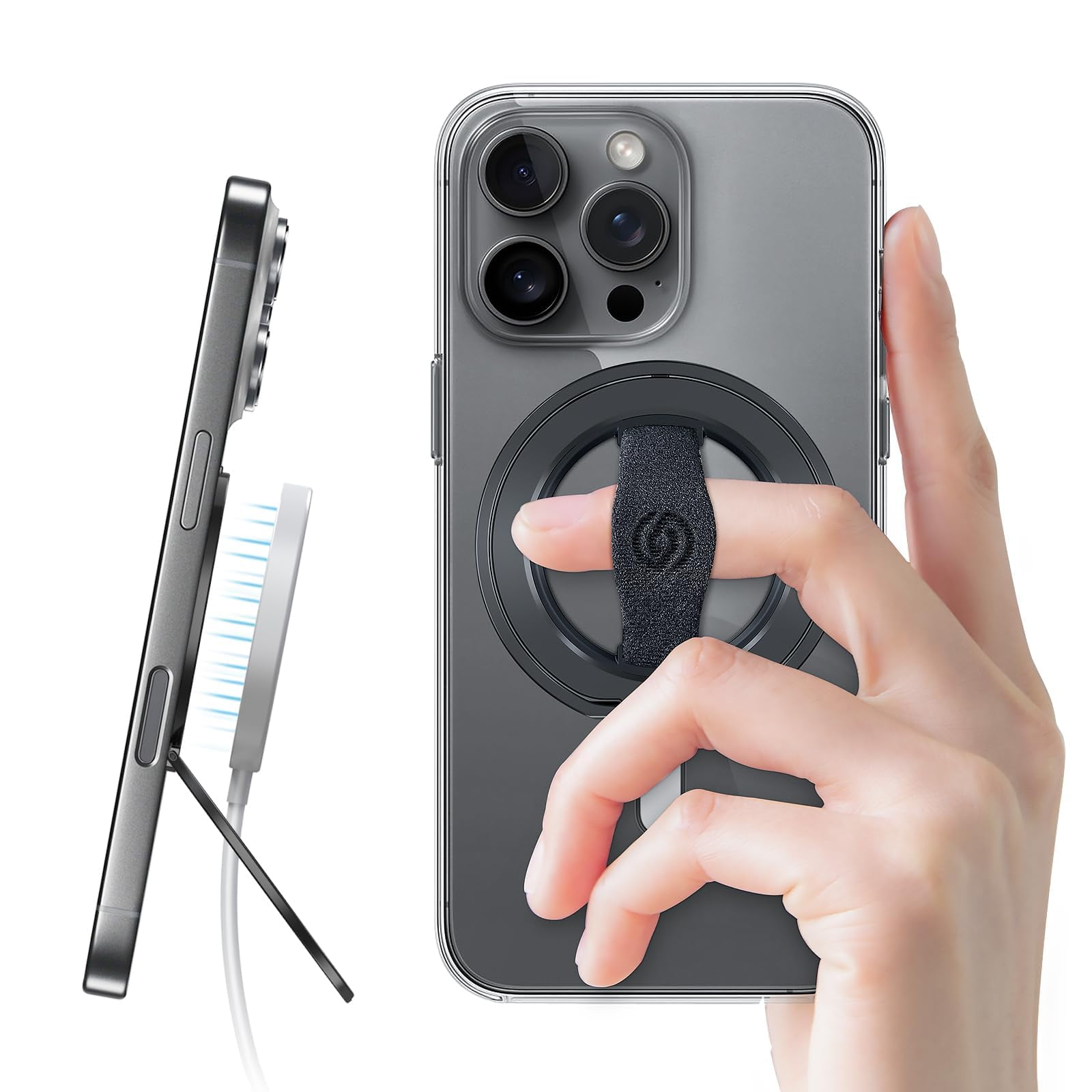 EWA MagOne 3rd TWE5 Gen [Compatible with MagSafe] Phone Grip Stand with Finger Strap, Removable ...