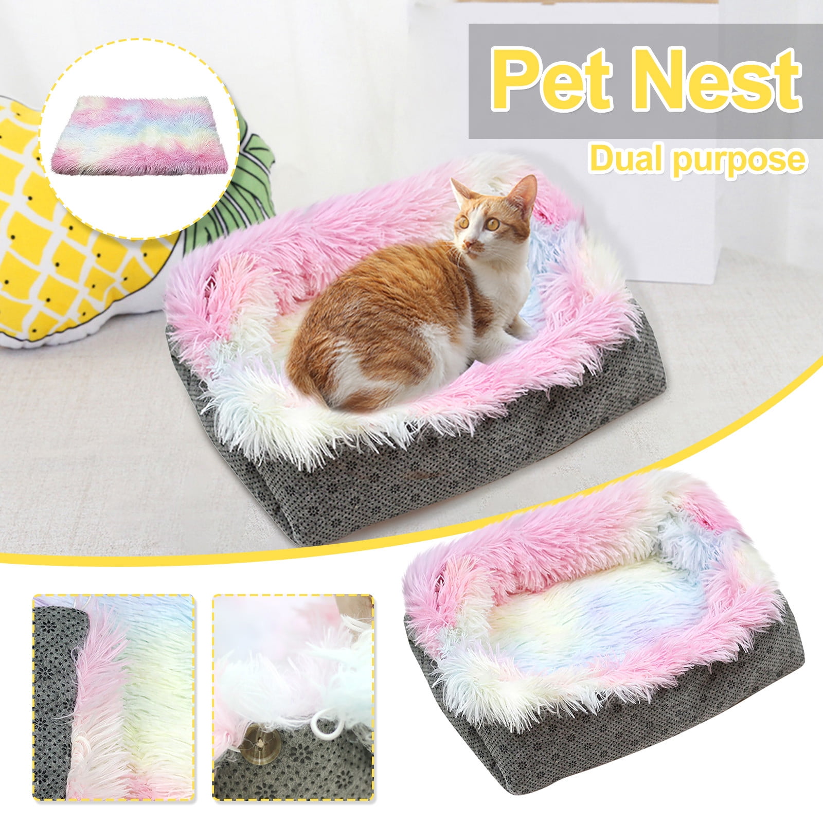 EWASWON Dog Beds for Medium Sized Dogs Cats, Colorful Two-in-One Litter ...