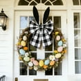 EWASWON Easter Bunny Bow - Navy White Gingham Fabric Hanging Decor for ...