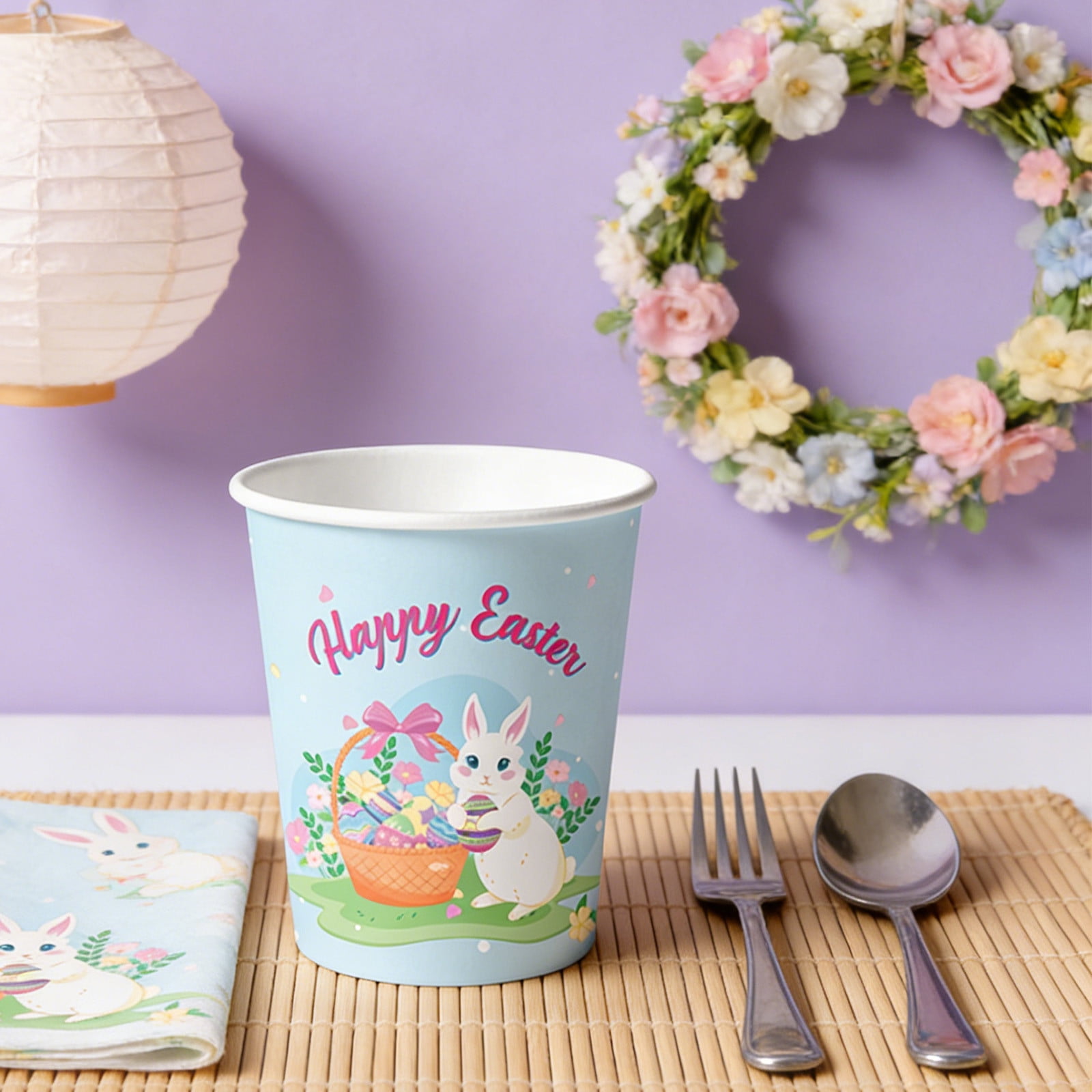 EWASWON Easter Paper Plates, 10 Count 7 Inch - "Be Happy" Design with ...