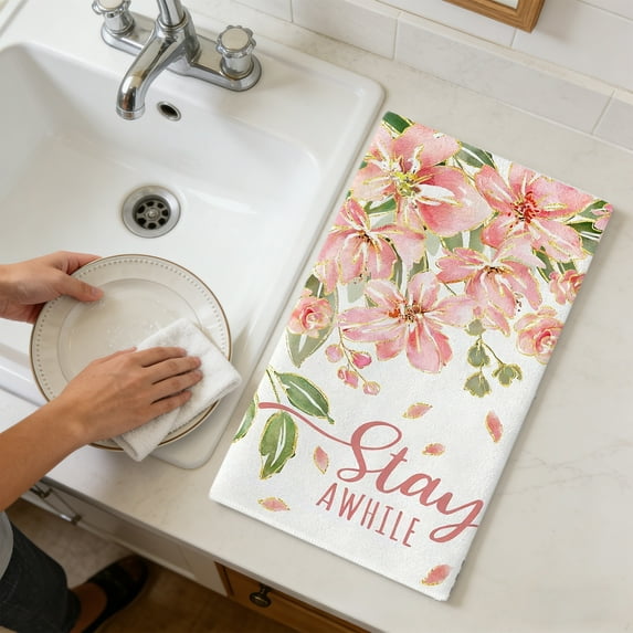 EWASWON Floral Kitchen Towels, Dish Towels Super Soft Absorbent 24x16 ...