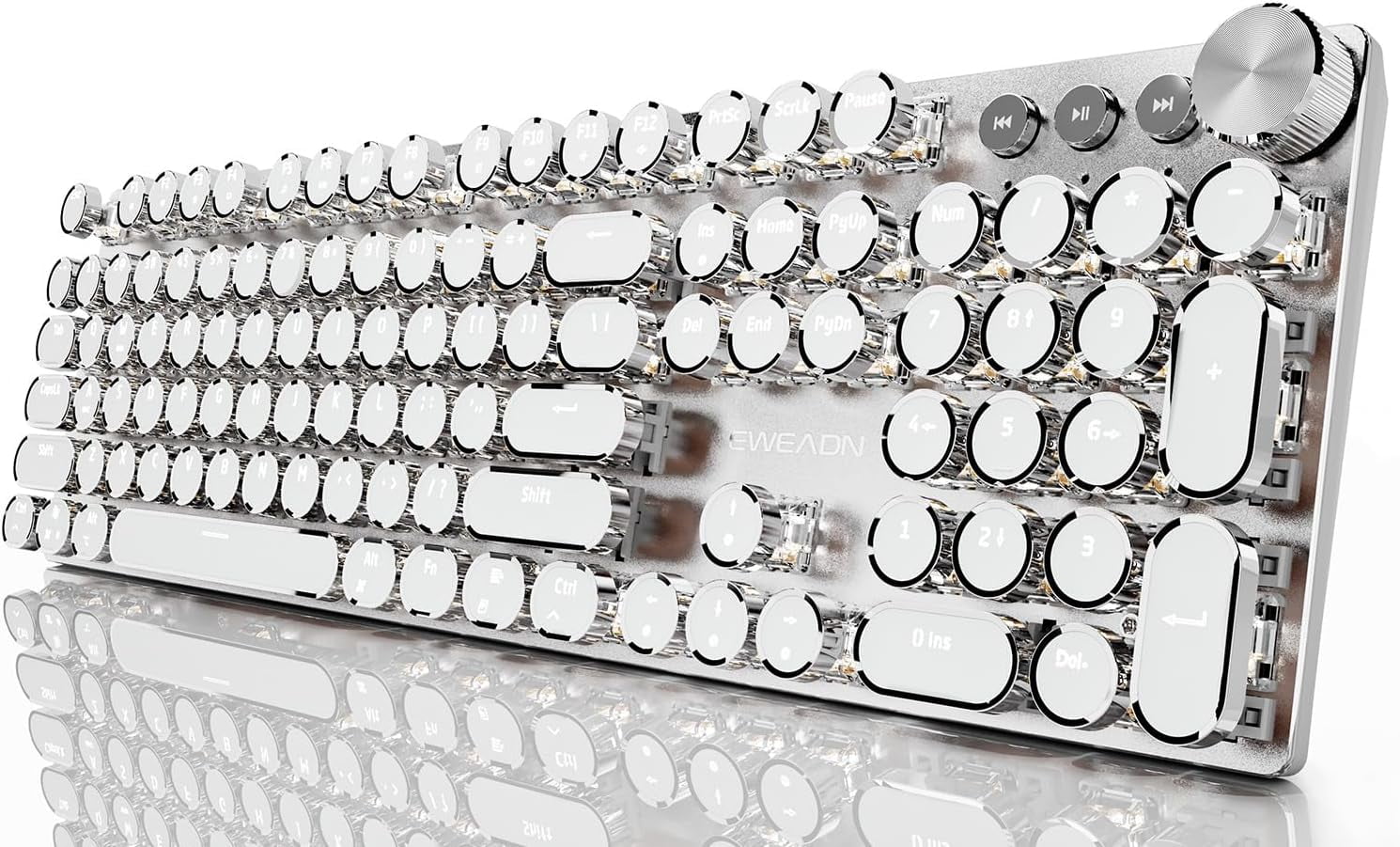 EWEADN Typewriter Style Mechanical Gaming Keyboard, Wired Mechanical ...
