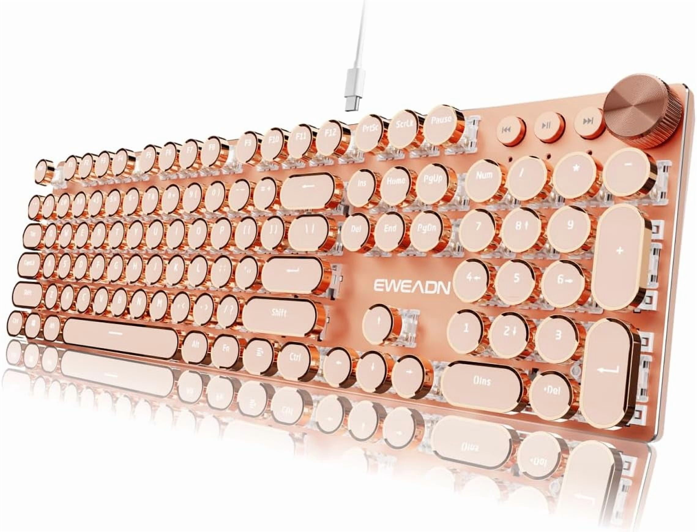 EWEADN Typewriter Style Mechanical Keyboard, Wired Typewriter Keyboard ...