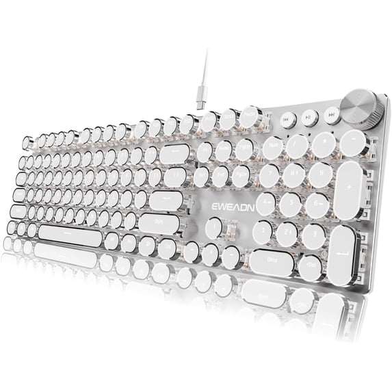 EWEADN Typewriter Style Mechanical Keyboard, Wired Typewriter Keyboards ...