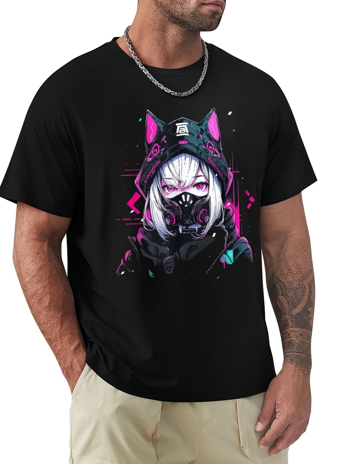 EWH Anime Manga Cyberpunk Aesthetic Techwear Harajuku T-Shirt - Walmart.com