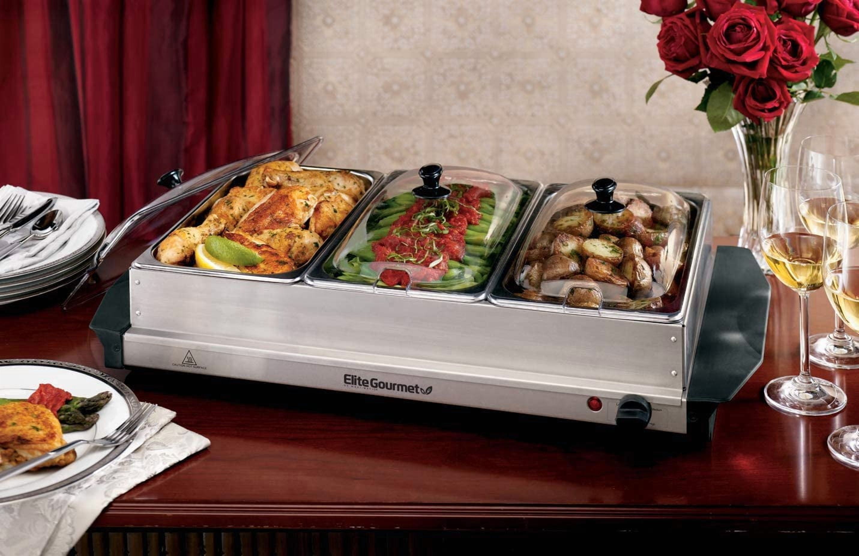EWM-6171 Triple 3 x 2.5 Qt. Trays, Buffet Server, Food Warmer ...