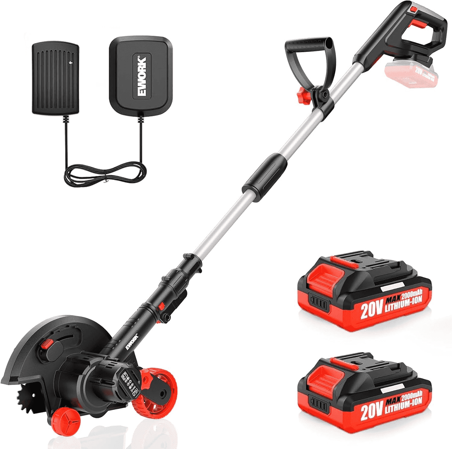 EWORK Cordless Lawn Edger, 20V Battery Powered Edger for Lawns with 9 ...