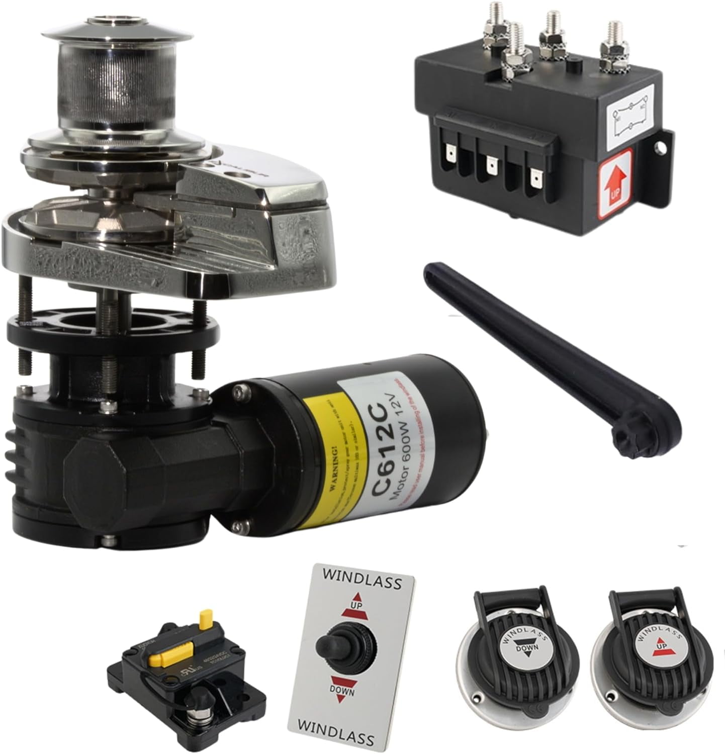 EXCALIBUR Vertical Windlass Anchor System with Capstan - 600W 12V DC ...