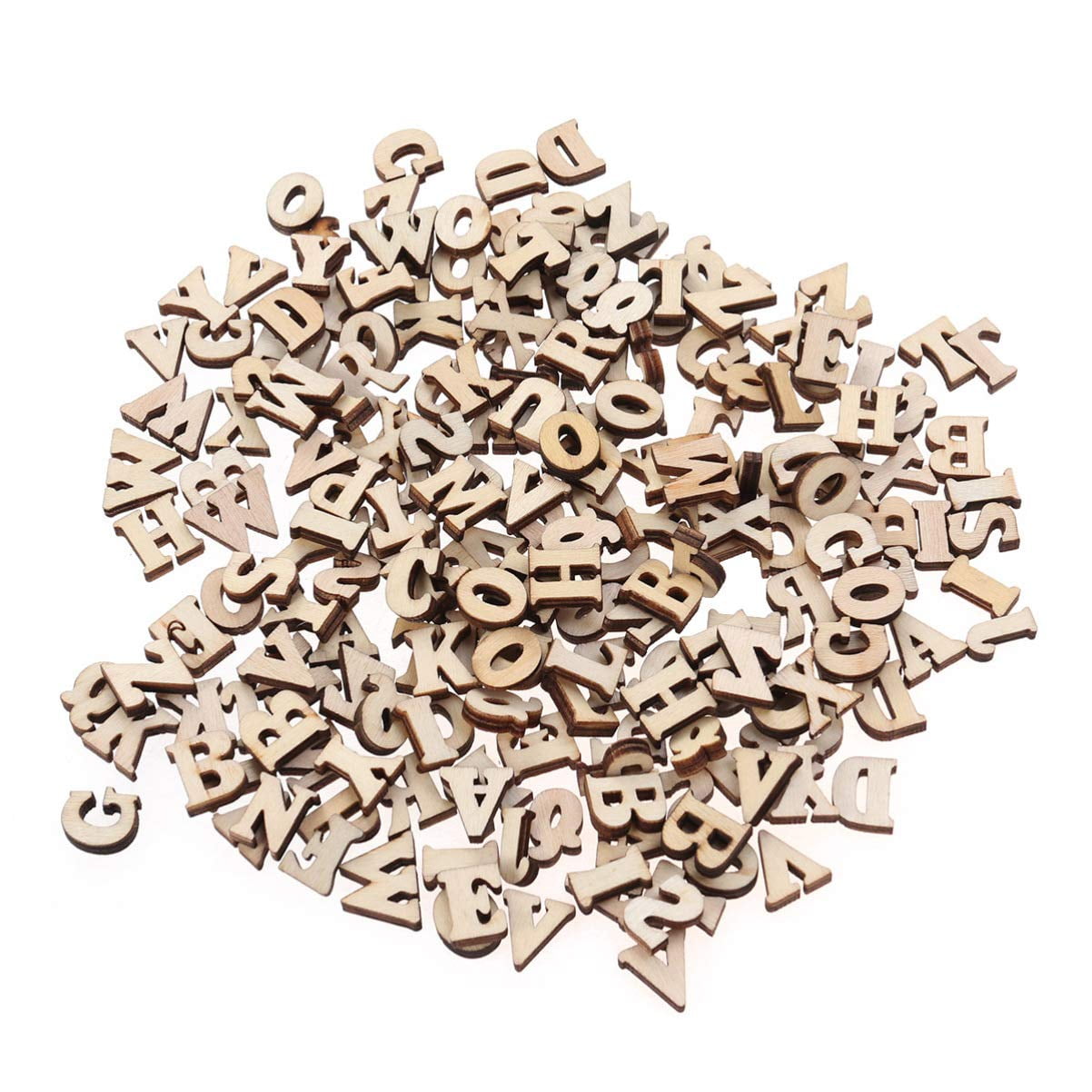 EXCEART 100pcs 15mm Wood EC36 Alphabet Letters for DIY Craft Natural A ...
