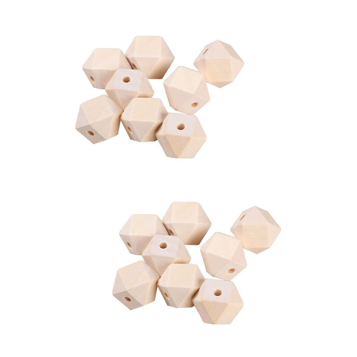 EXCEART 200 Pcs Geometric EC36 Wooden Beads Unpainted Faceted ...