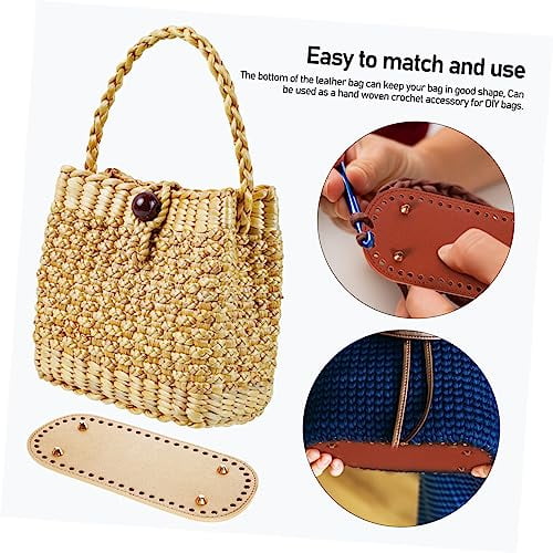 EXCEART PU Leather Bag Bottom Base with Holes 8pcs Oval Leather Bag ...