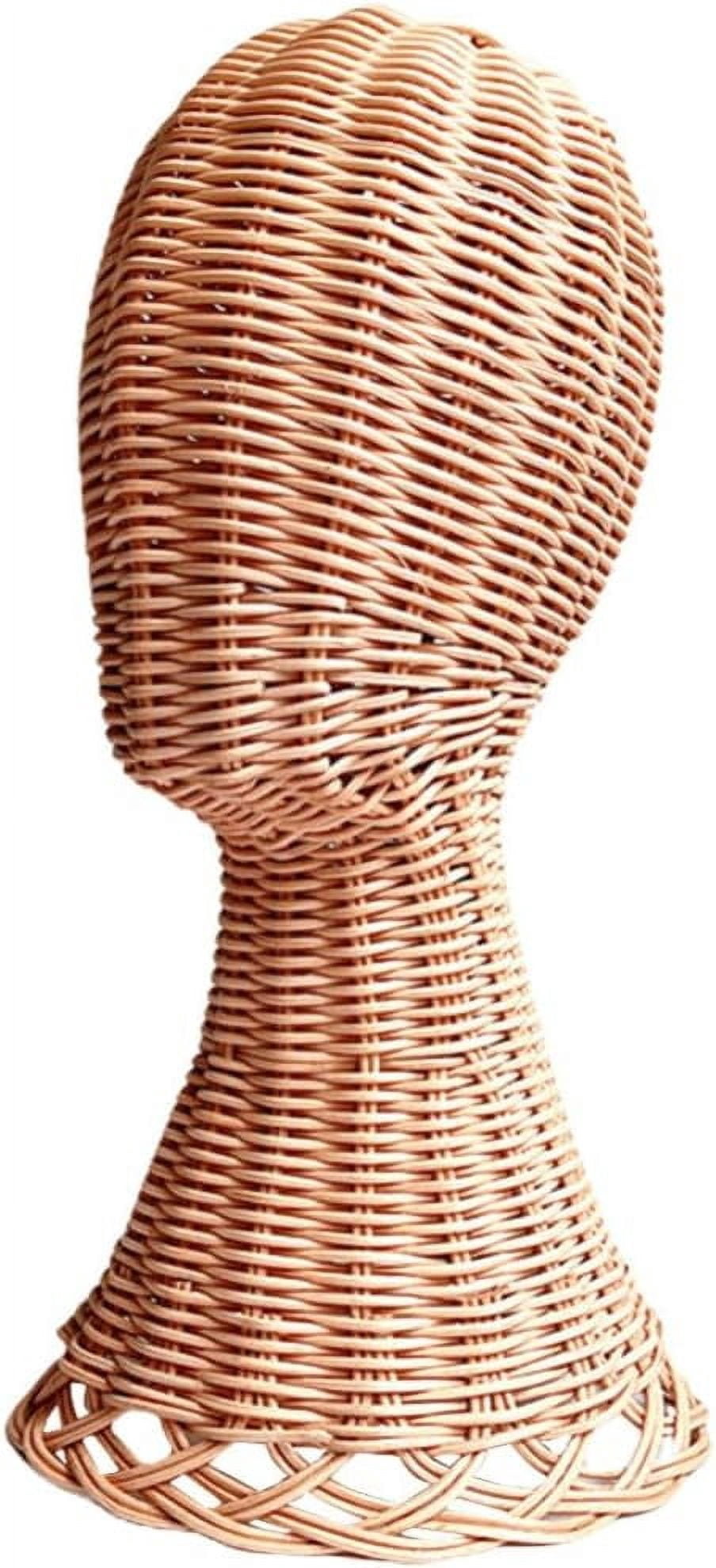 EXCEART Rattan Mannequin Head Stand Hat Cap Hair Wig Stand Holder ...