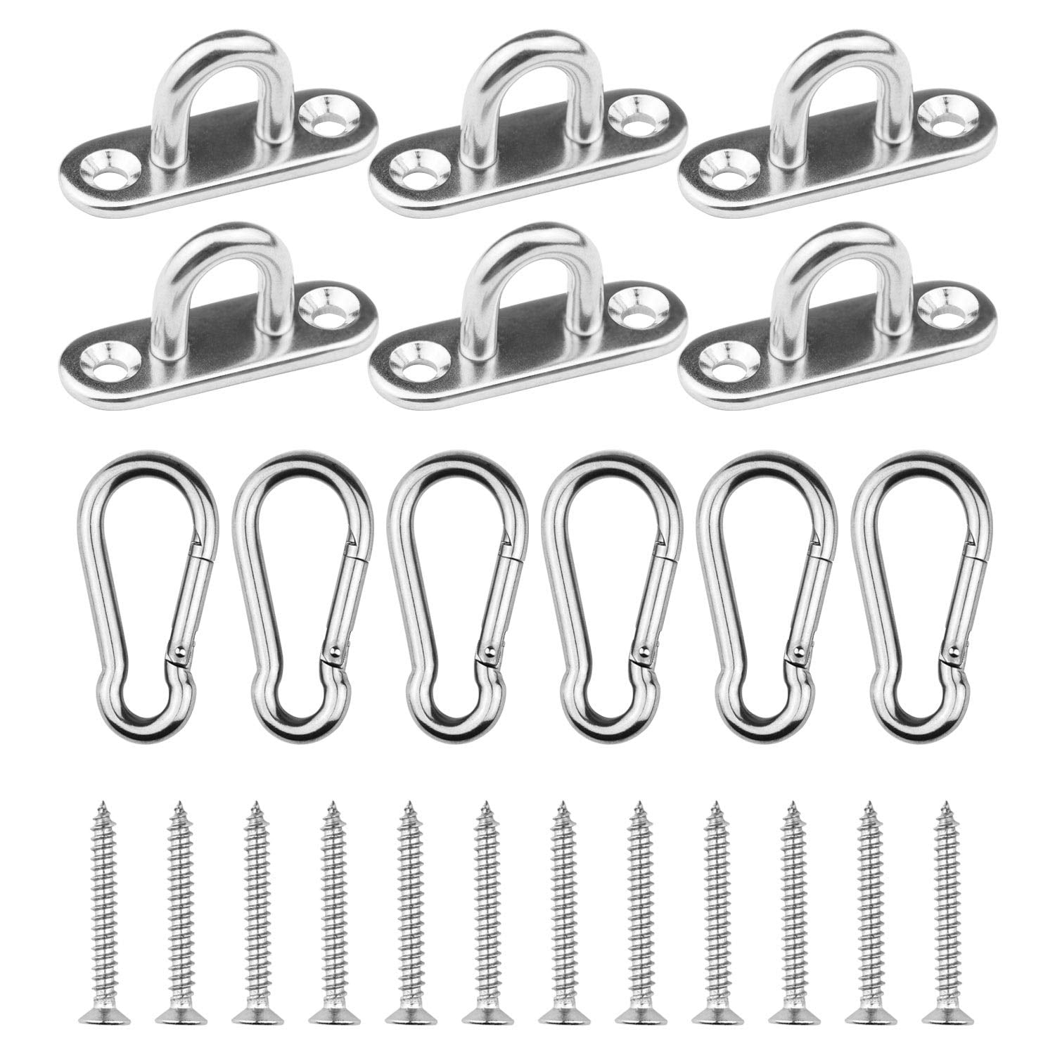 EXCELFU 6 Pieces Stainless Steel 1.8 inch Pad Eye Plate U Hooks + 6 ...