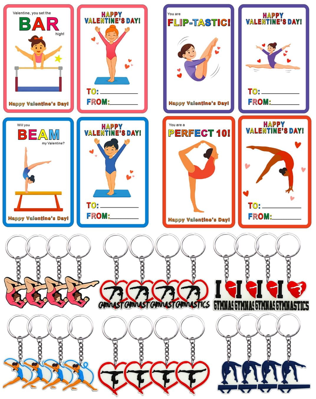 EXCELLANYARD Gymnastics Valentines Day Gifts for Classroom Exchange ...