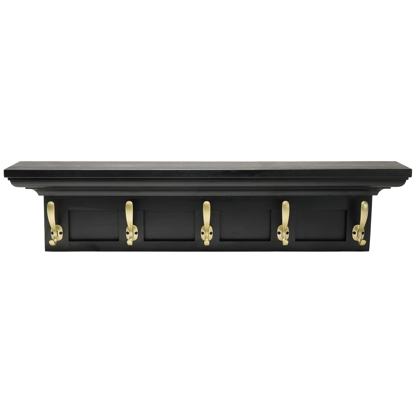 EXCELLO GLOBAL PRODUCTS 34" Black Coat Rack with 5 Gold Hooks: Ready to ...