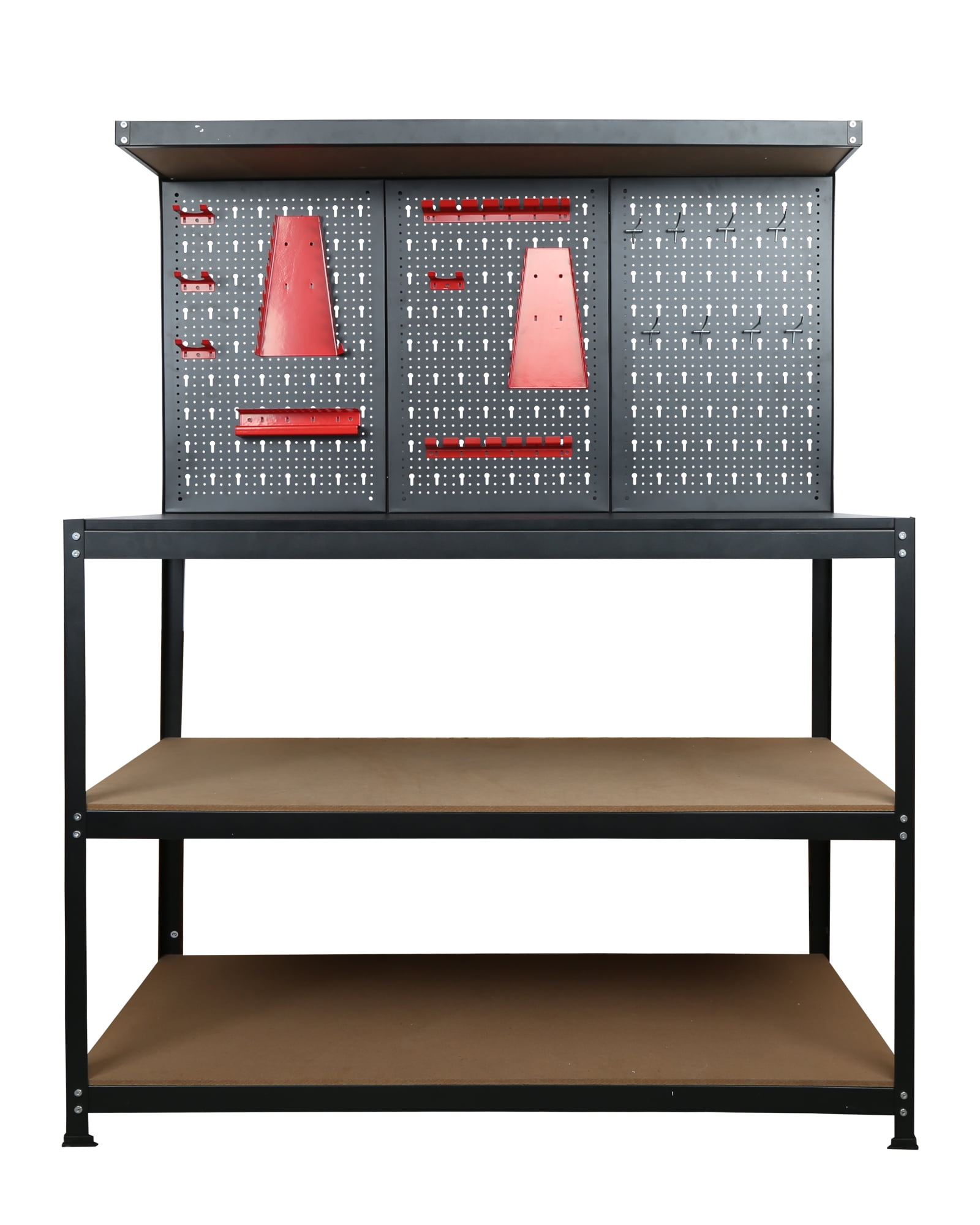 EXCITED WORK Steel Workbench, 47.2 inch, 4 Shelf Garage Bench with ...