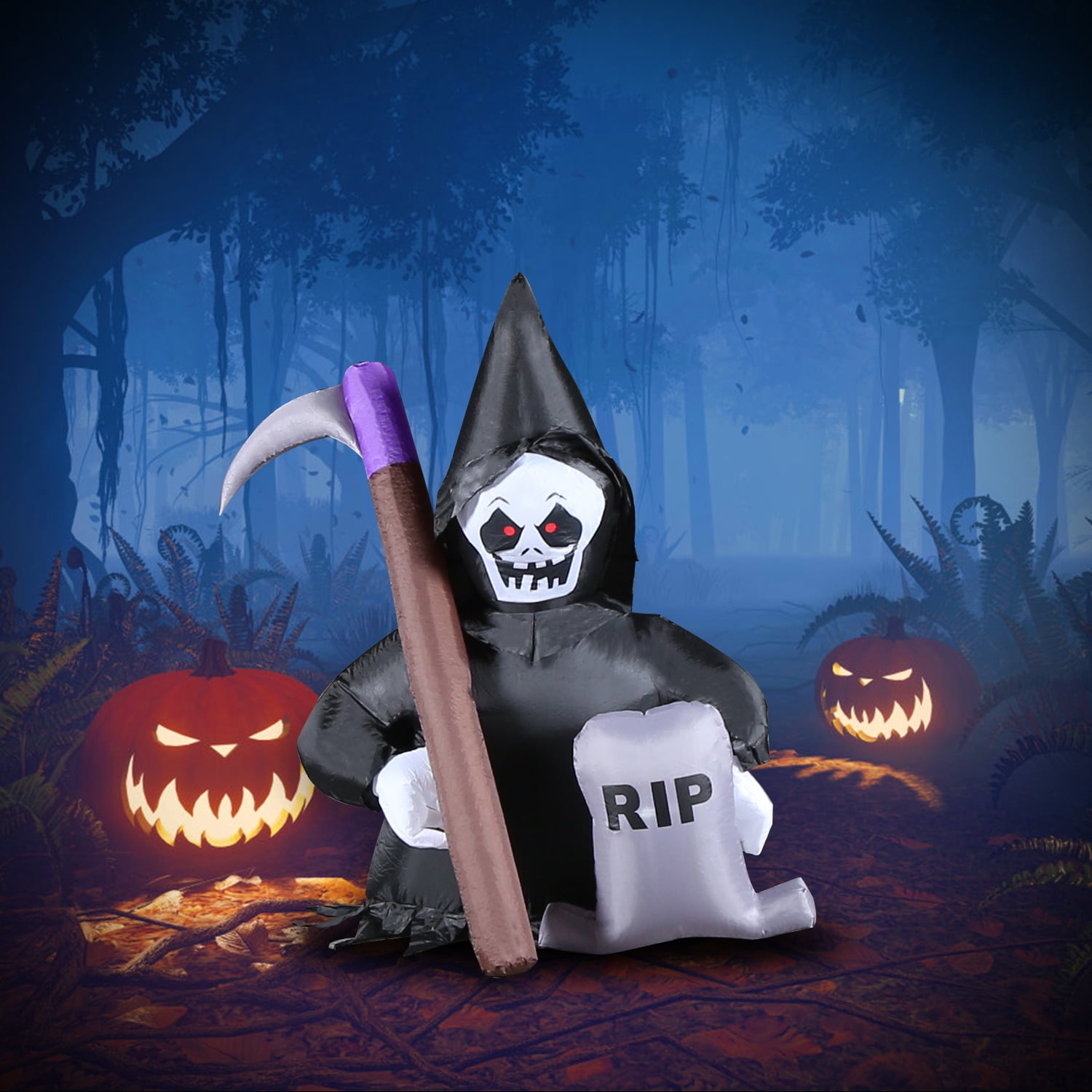 EXCITED WORK 4FT Inflatable Outdoor Scythe Ghost with LED Lights ...