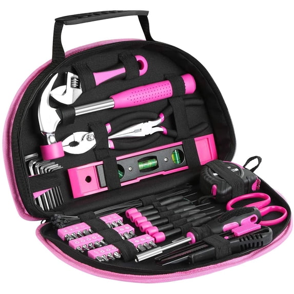 EXCITED WORK 69-Piece Pink Tool Set for Women, Ladies Hand Tool Kit ...