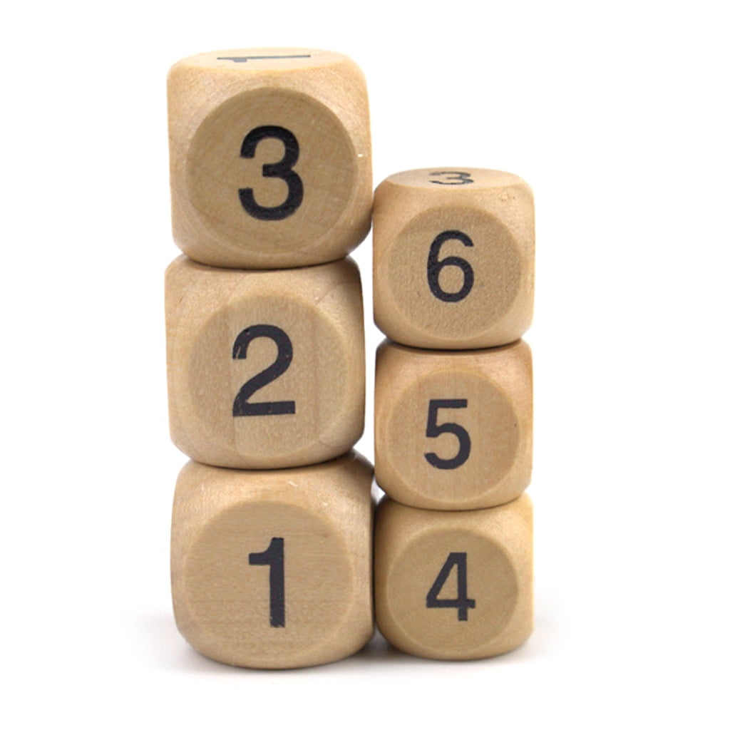 EXCIXING 10 Pcs Game Dices 1-6 Number Wood Dices Six Sided Dices with ...