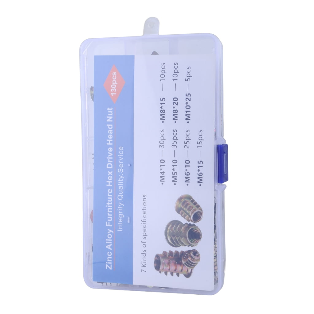 EXCIXING 130pcs Zinc Alloy Threaded Insert Nut Set Wood Furniture ...