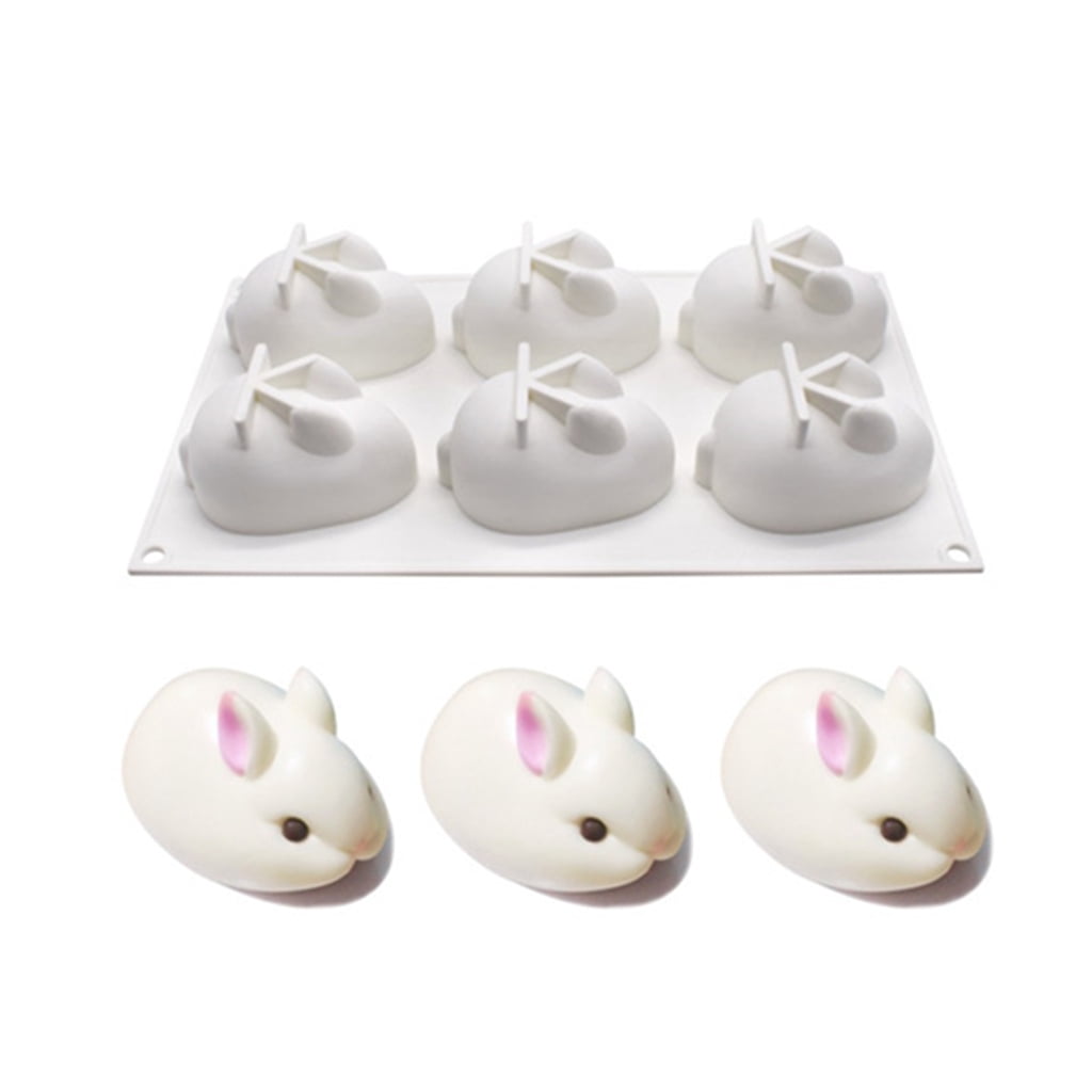 EXCIXING 6 Cavity 3D Rabbit Mousse Cake Baking Pan Easter Bunny ...