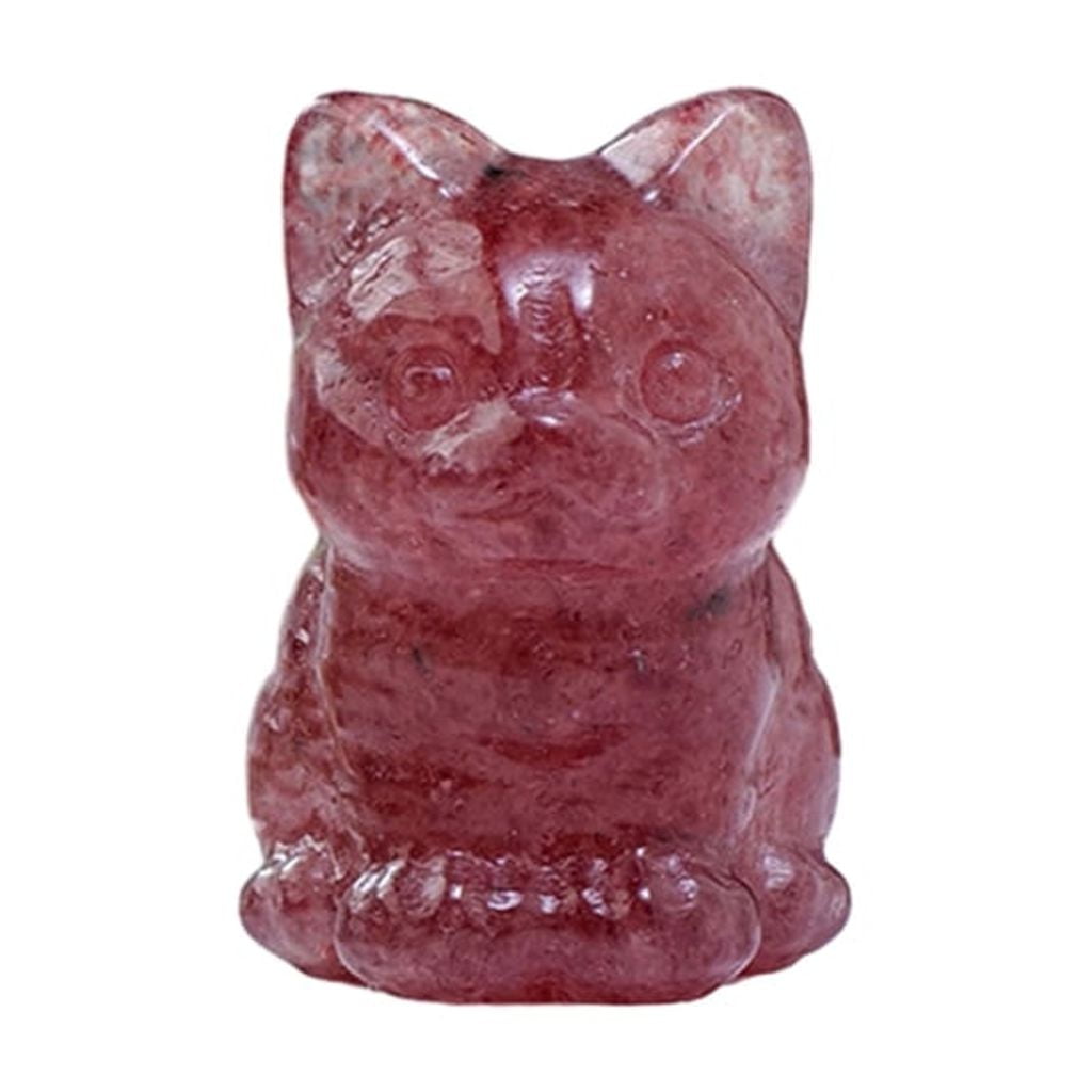 EXCIXING Elegant Crystal Gemstones Cat Sculpture Lucky Cute Cat Statue ...